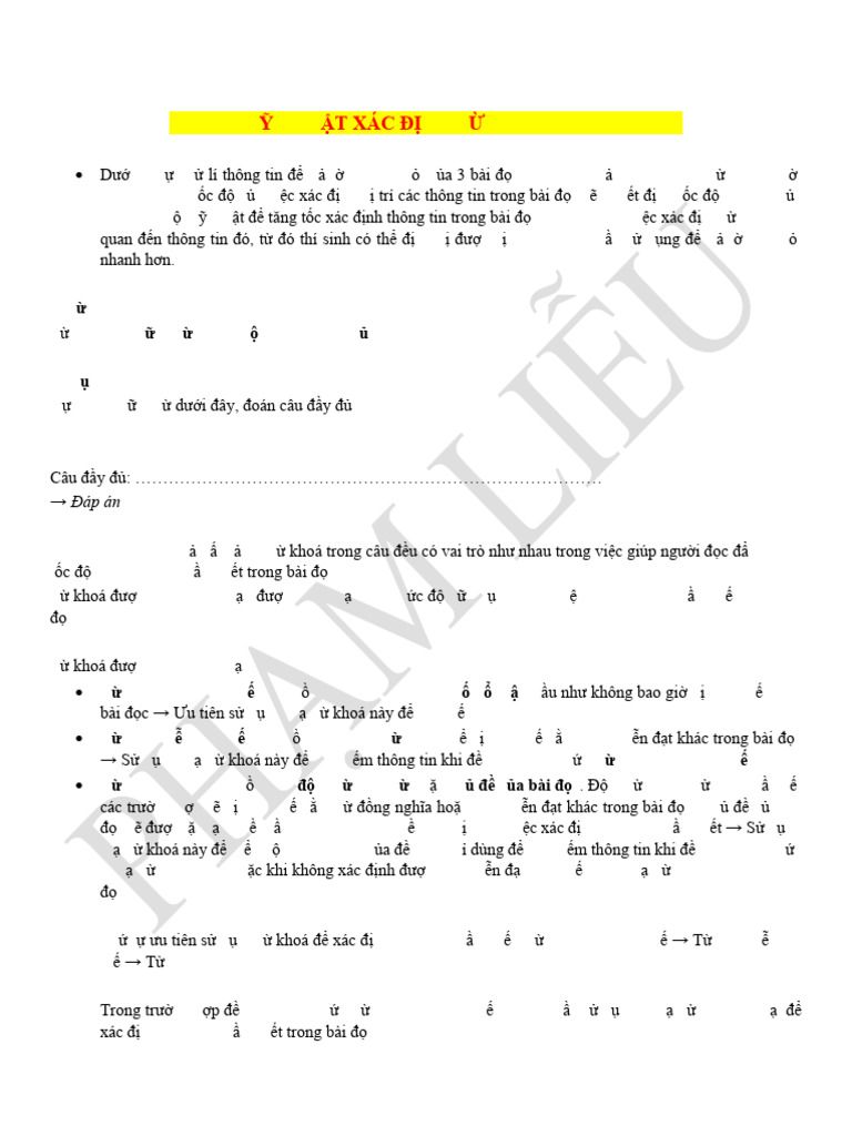 READING UNIT 1-KỸ THUẬT XÁC ĐỊNH TỪ KHOÁ (KEYWORDS) | PDF