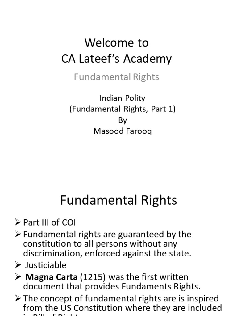 Fundamental Rights in Indian Constitution | PDF | Legal Documents | Rights