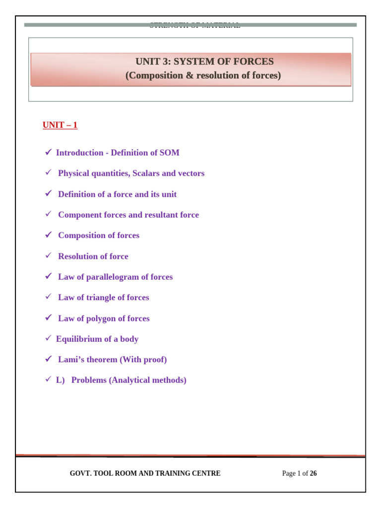 SOM 3rd Unit Important Questions | PDF | Force | Euclidean Vector