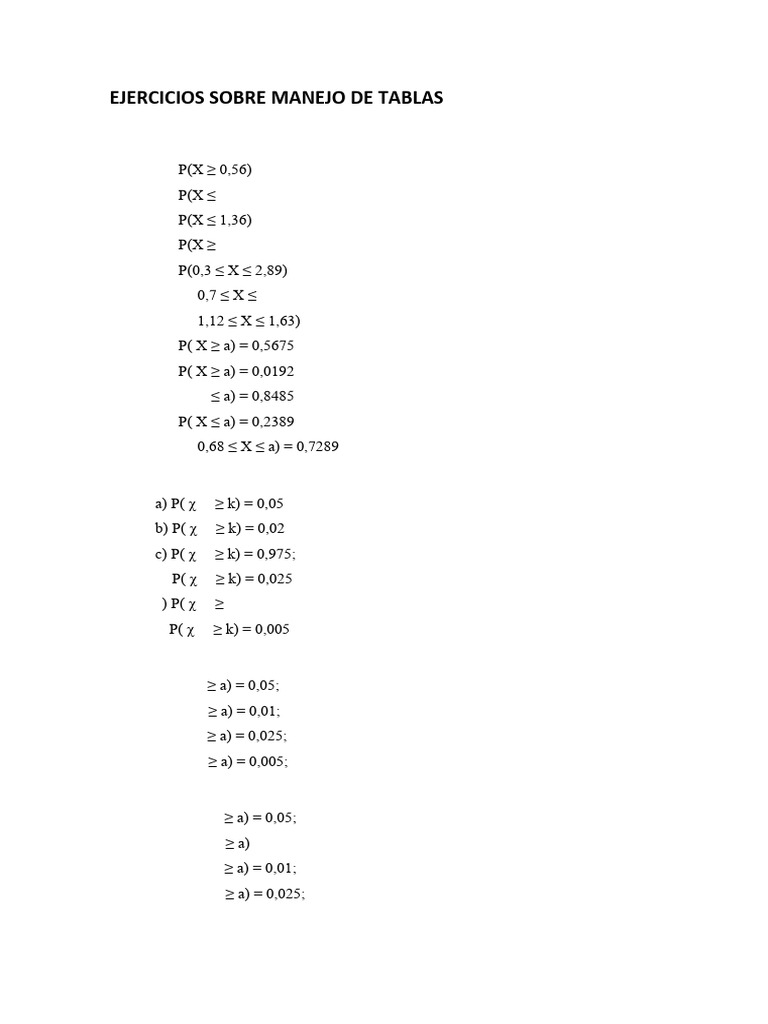 Ejercicios (Manejo de Tablas) | PDF
