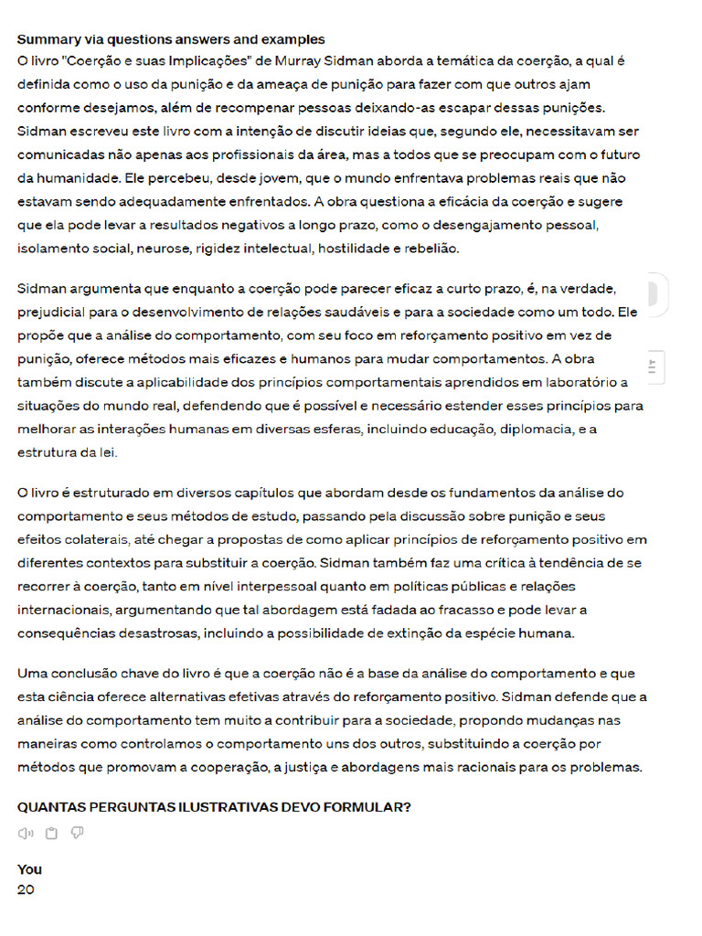 Sidman, M. (1989). Coerção e suas Implicações Resumo GPT | PDF