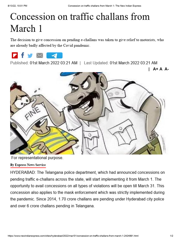 Concession On Traffic Challans | PDF