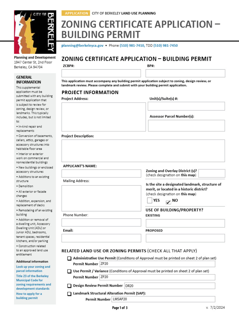 Zoning Certificate Application Building Permit 12142023 | PDF | Room | Bedroom