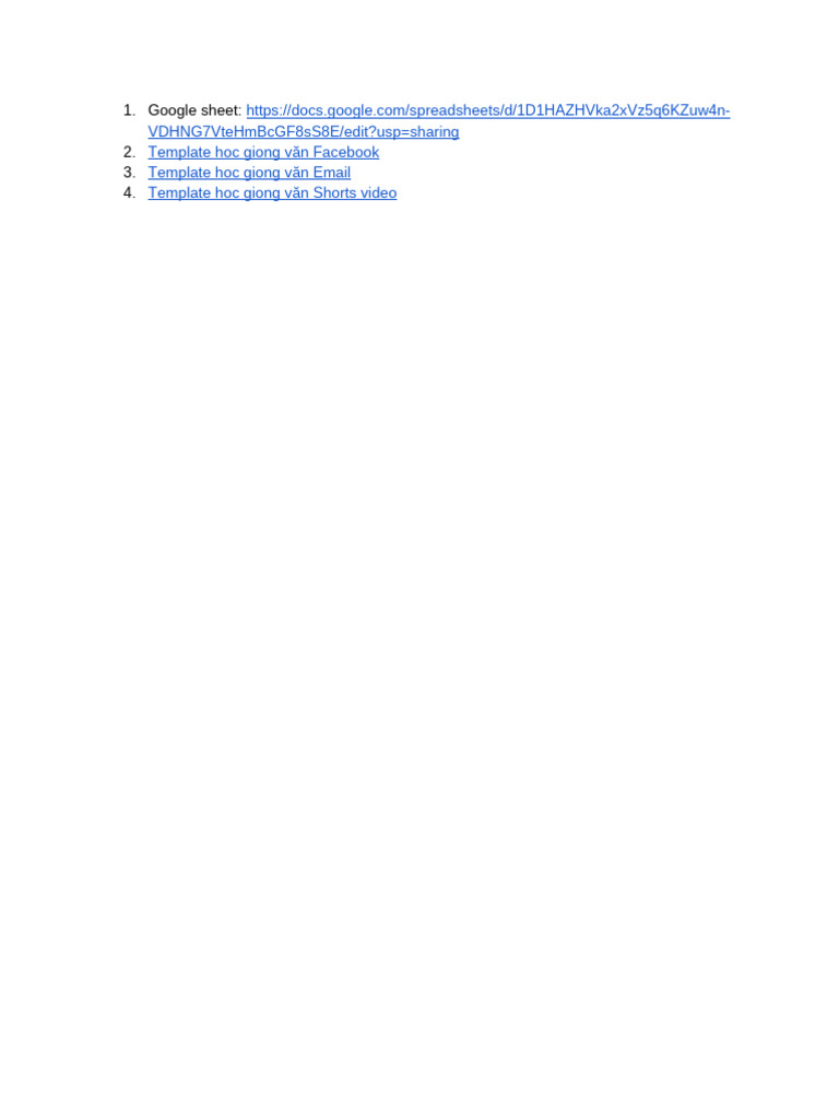 Các Link Để Duplicate (Gồm Google Sheet) | PDF