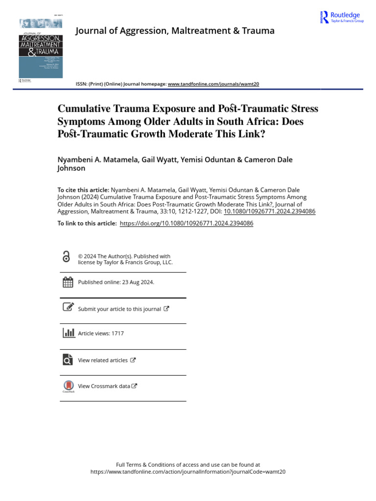 Cumulative Trauma Exposure and Post-Traumatic Stress Symptoms Among ...