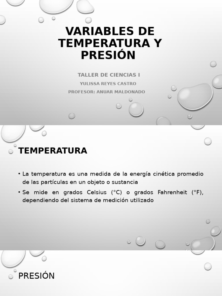 Variables de temperatura y presión | PDF
