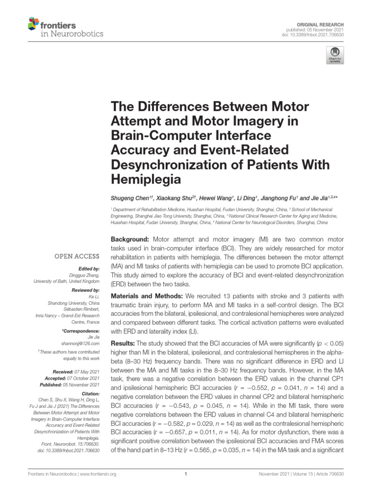 Article Médical Rééducation | PDF | Cerebral Cortex ...