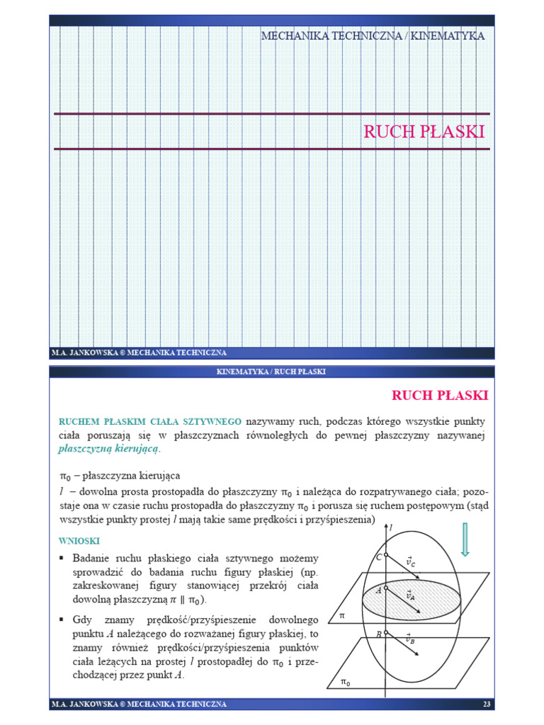 Mt-Kinematyka-Wyklad Ruch Plaski | PDF