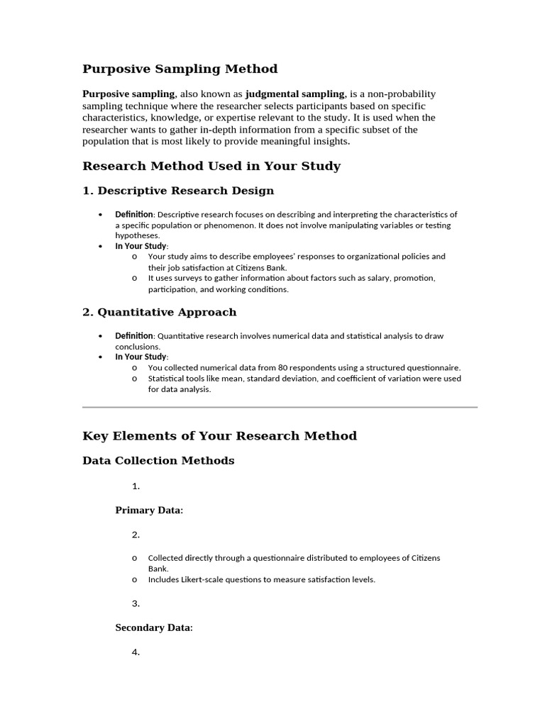 Purposive Sampling Method | PDF | Statistics | Quantitative Research
