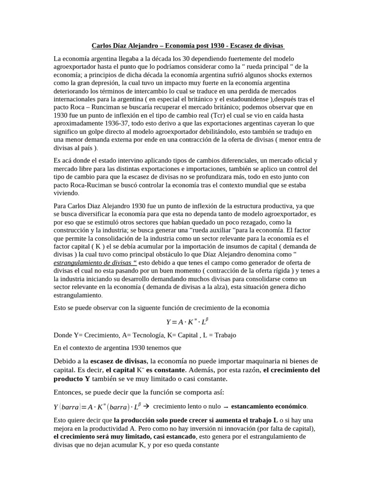 Carlos Díaz Alejandro. Post 1930 | PDF | Economias | Gran depresion