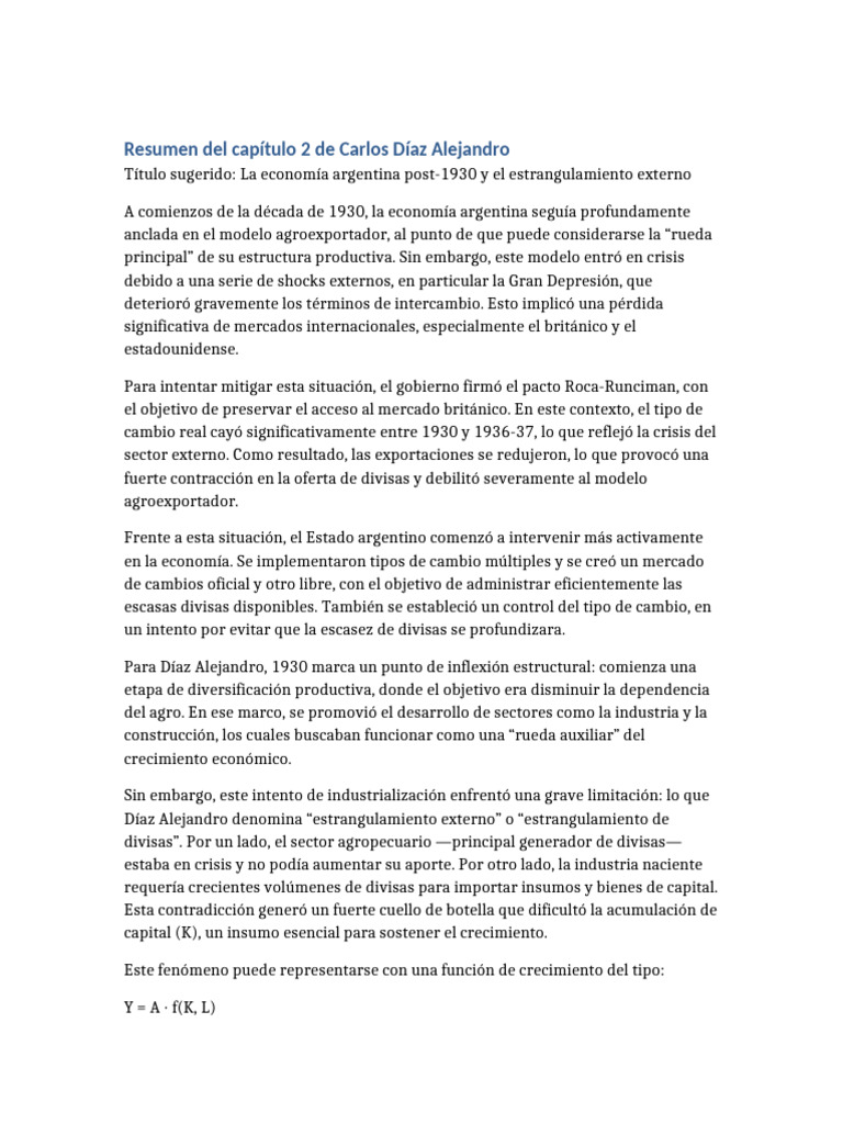 Resumen Cap2 Diaz Alejandro | PDF | Gran depresion | Economias