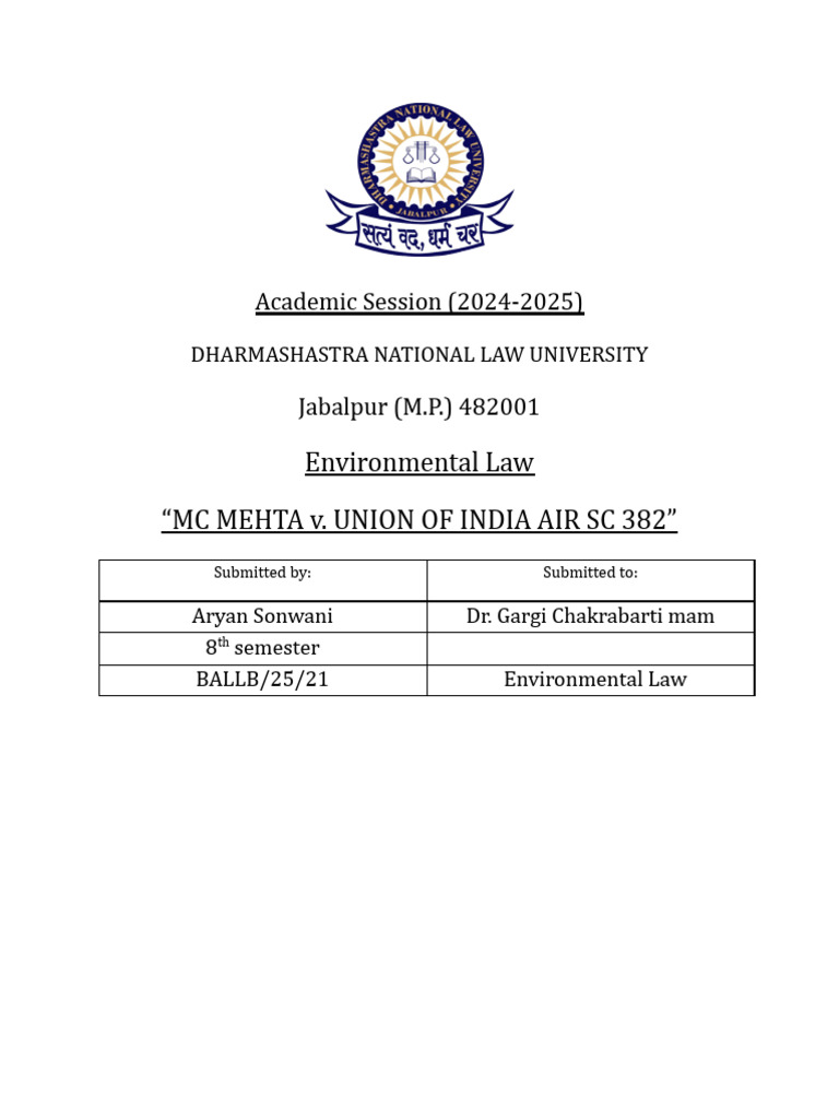 Environmental Law Project | PDF | Tort | Environmental Law