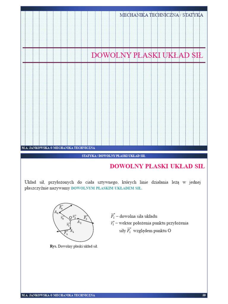 Mt-Statyka-Wyklad Dowolny Plaski Uklad Sil | PDF