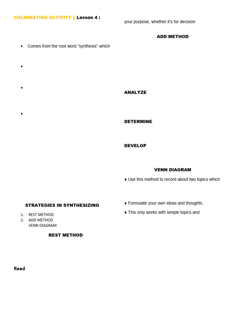 Culminating Activity Lesson 4 Reviewer | PDF | Information | Concept