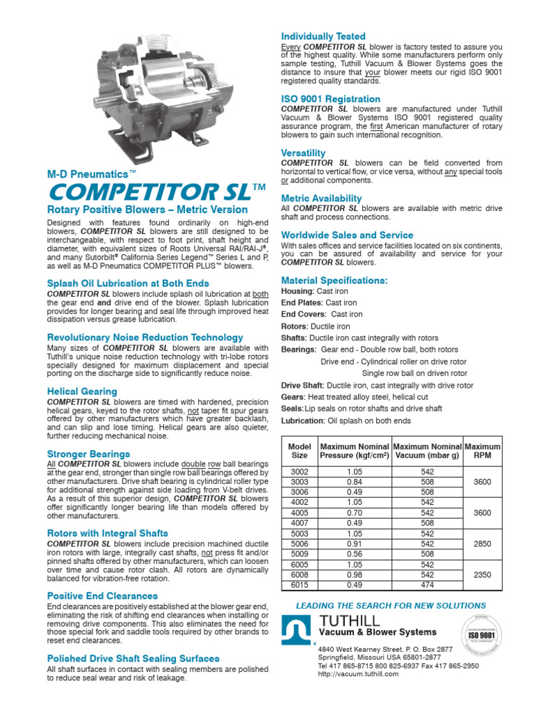 Competitor SL Specification Sheet Metric English | PDF | Gear | Bearing ...
