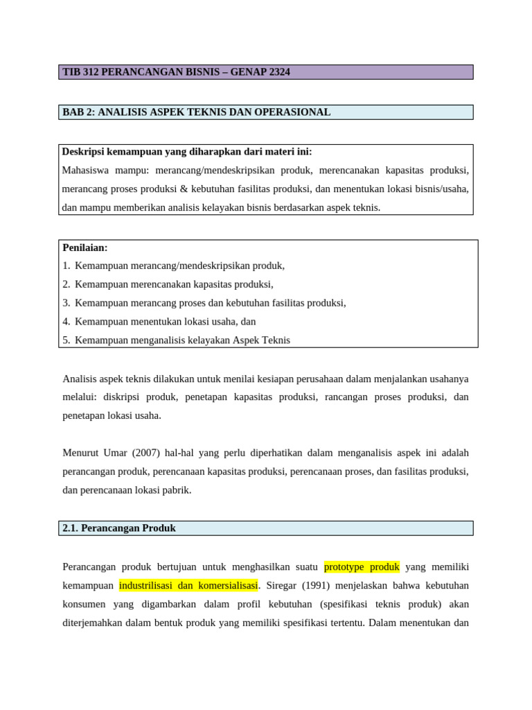1analisis Kelayakan Aspek Teknis Dan Operasional | PDF