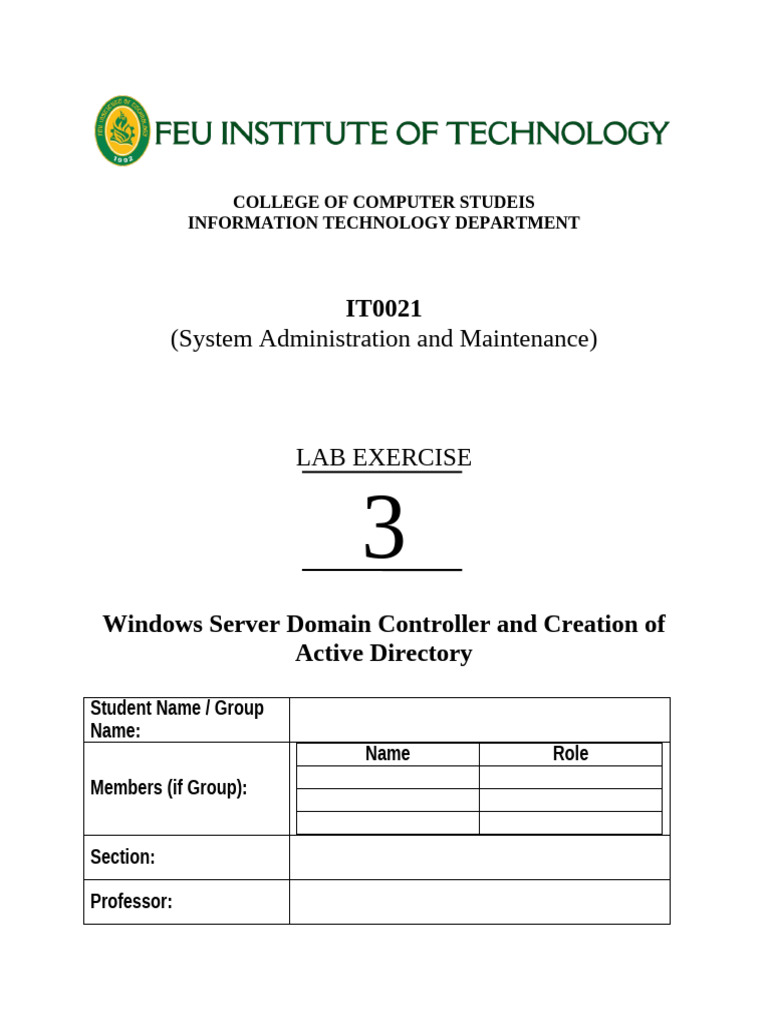 IT0021 - Laboratory Exercise 3-1 | PDF | Active Directory | Directory ...