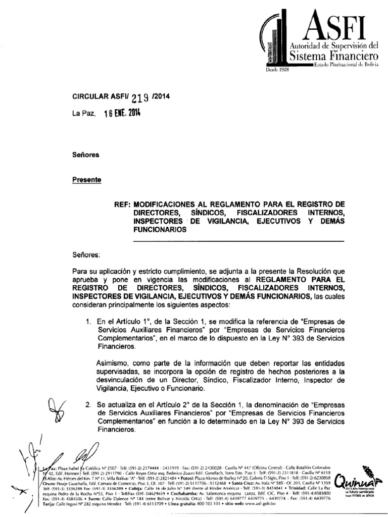 ASFI - 219 Anulacion de Codificacion | PDF
