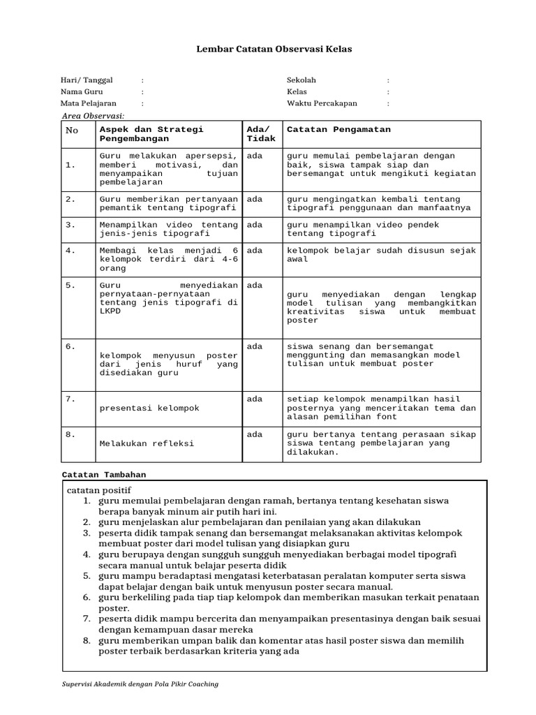 Format Observasi | PDF