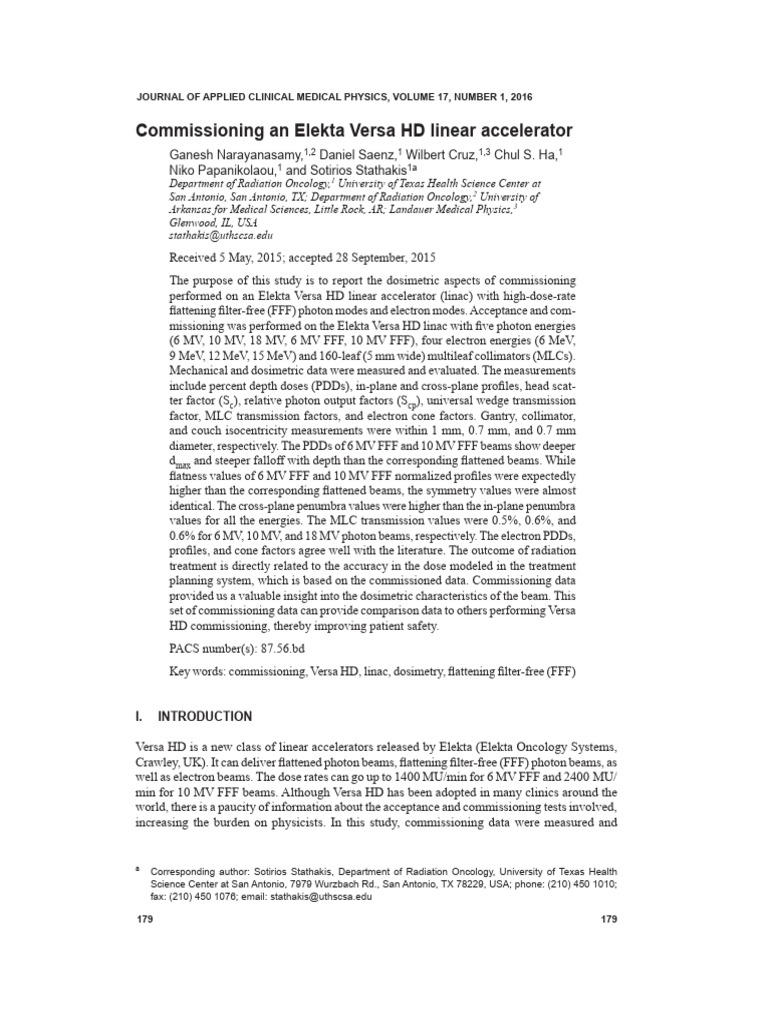 Commissioning Elekta Versa HD Linac | PDF | Dosimetry | Electron