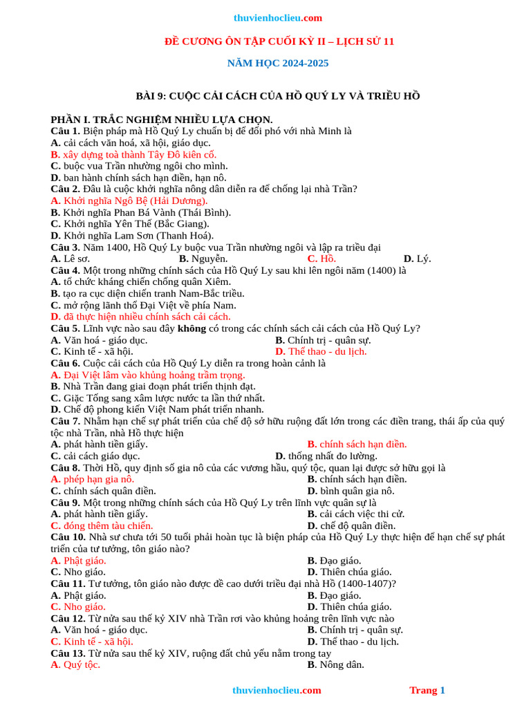 De Cuong On Tap Cuoi HK2 Lich Su 11 KNTT 24 25 | PDF