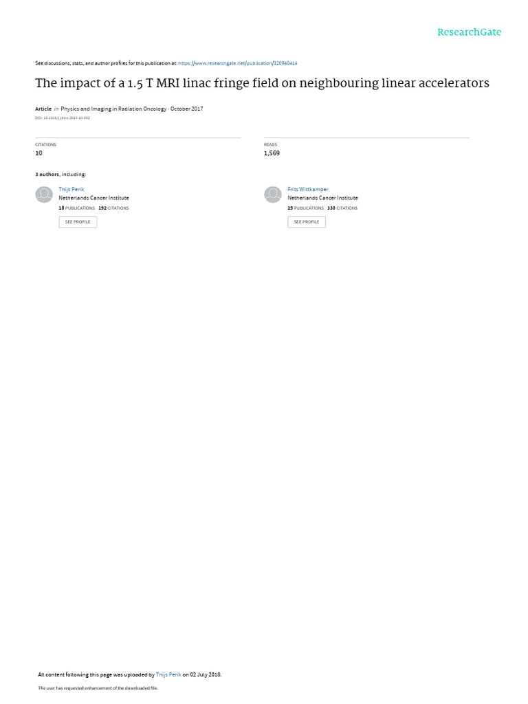 The Impact of A 15 T MRI Linac Fringe Field On Neighbouring Linear ...