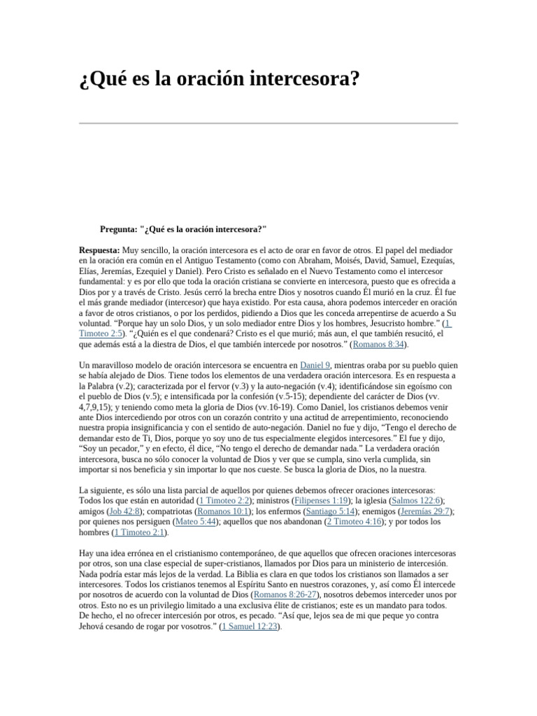 ¿Qué es la oración intercesora | PDF | Intercesión | Oración