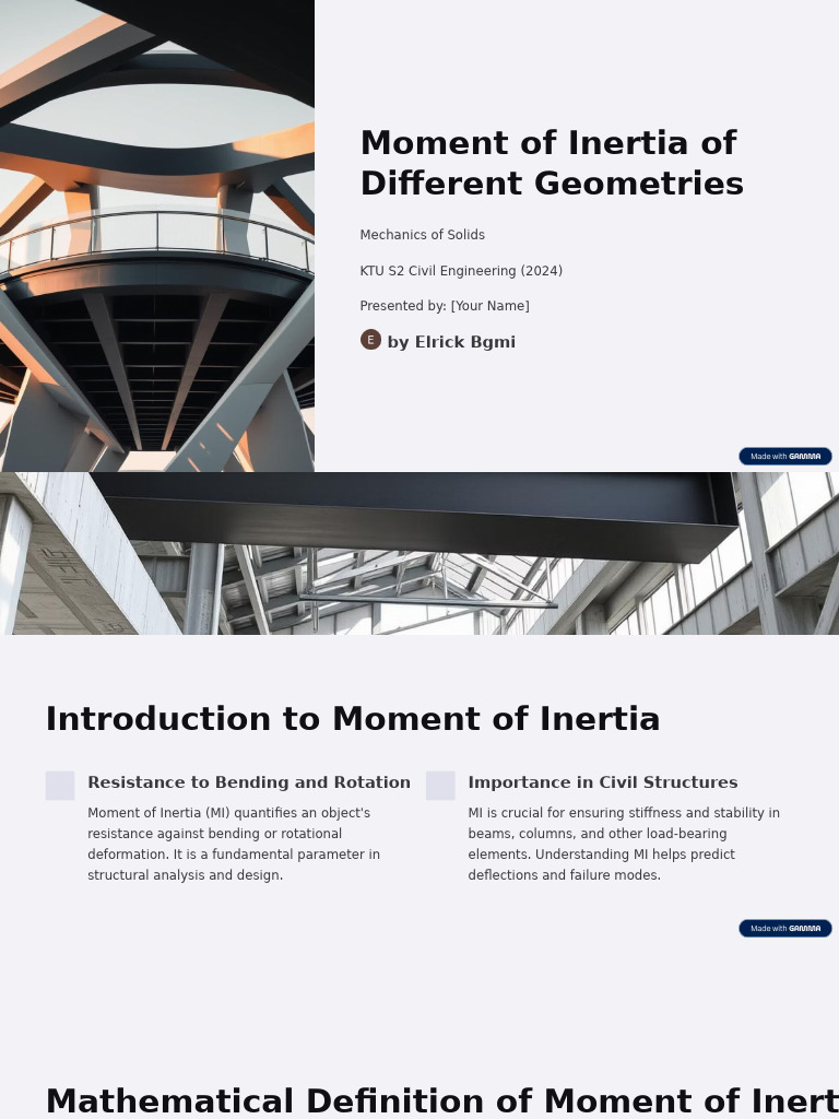 Moment of Inertia in Structural Design | PDF | Bending | Area