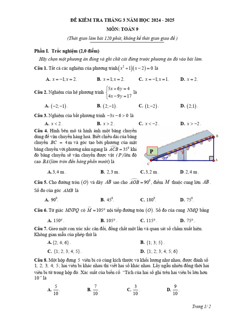 DE TOAN 9 - THANG 3-2025 (G I 31-3-25) | PDF