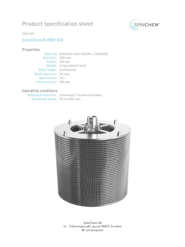 Specification Sheet 1521 001 RBR s14 | PDF