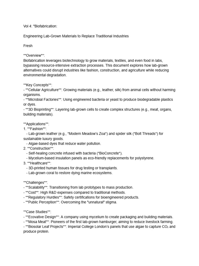 Vol 4- -Biofabrication- Engineering Lab-Grown Materials | PDF ...
