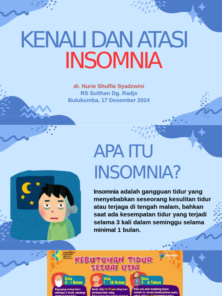 PPT Kenali Dan Atasi Insomnia_Nurie Shulfie Syadzwini | PDF