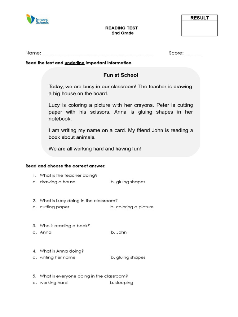 2nd Grade Reading Comprehension Test | PDF