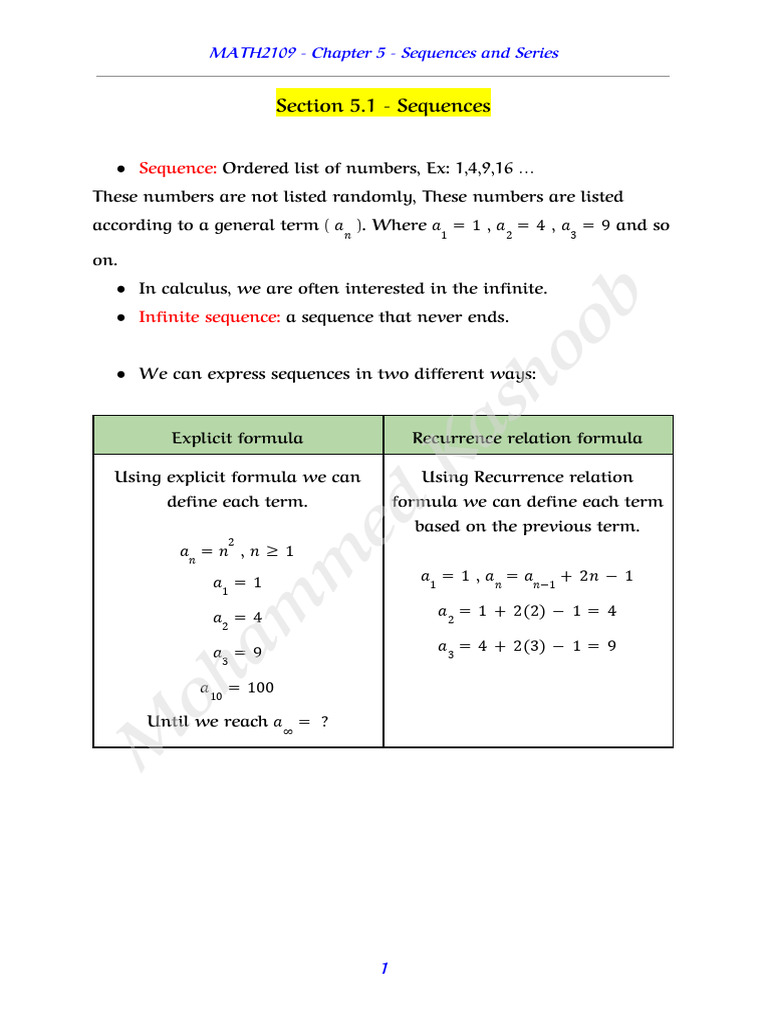 5. Chapter 5 Sequences and Series ( All sections are here ) | PDF | Limit (Mathematics) | Sequence