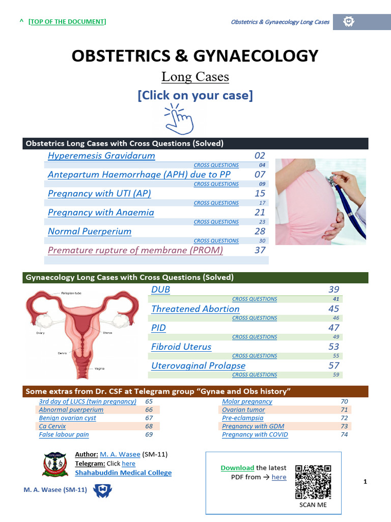 Gynaecology & Obstetrics Long Cases With Cross Q Solved | PDF ...