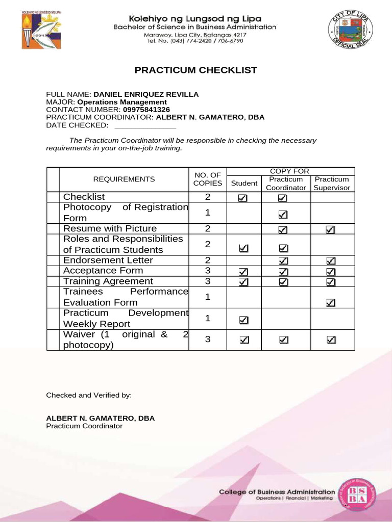 OJT REQUIREMENTS Daniel Revilla | PDF