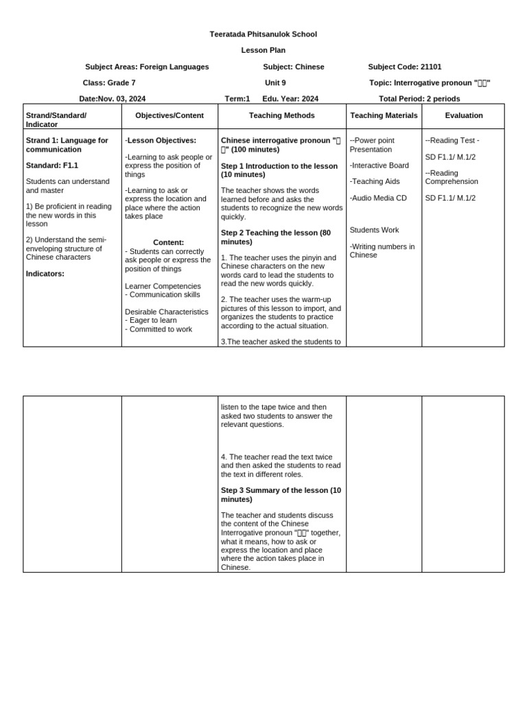 M1 Unit 9 Lesson 1 | PDF | Reading Comprehension | Teachers
