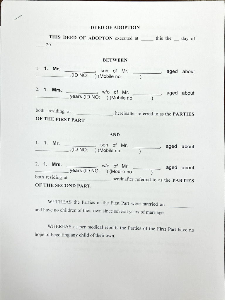 Draft for Deed of Adoption & Legal Notice | PDF