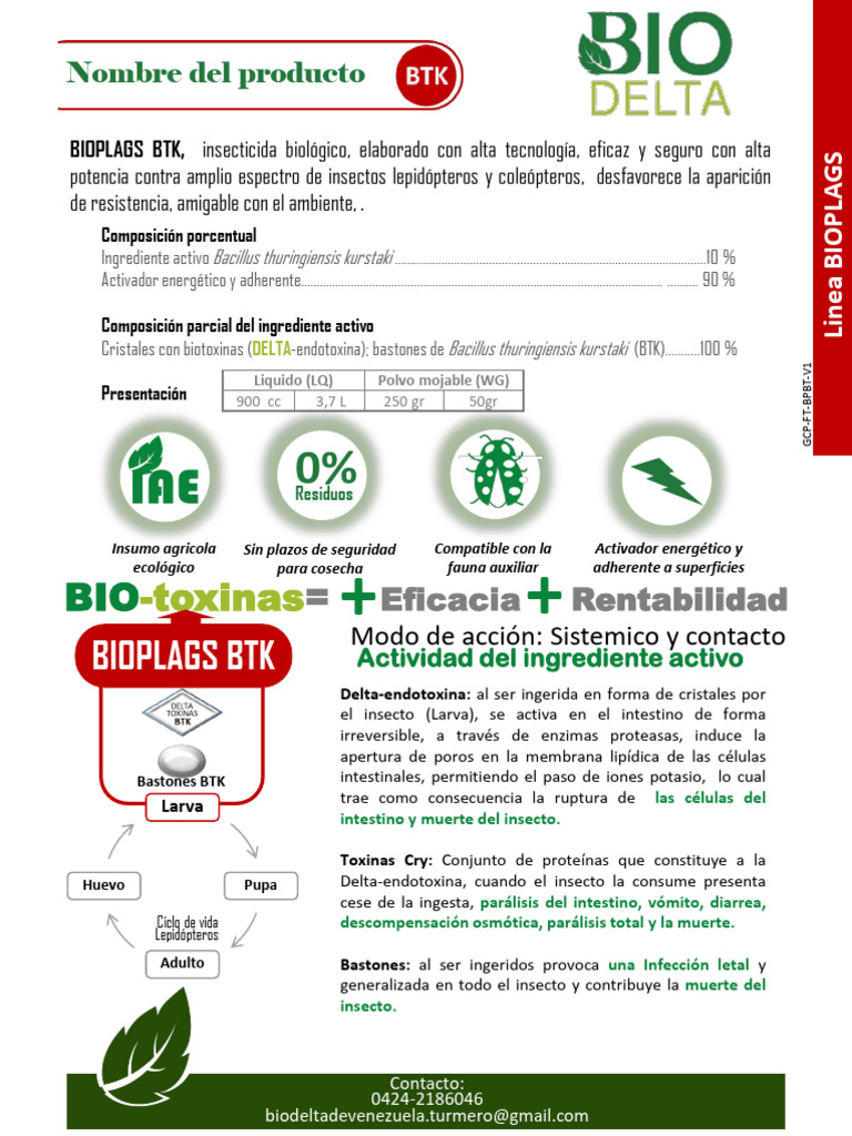 BIODELTA. Ficha tecnica BIOPLAGS BT. Informacion para ali | PDF