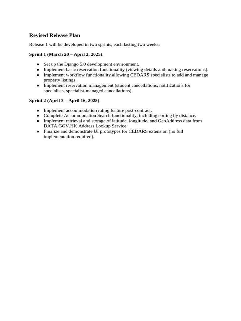 Revised Release Plan | PDF