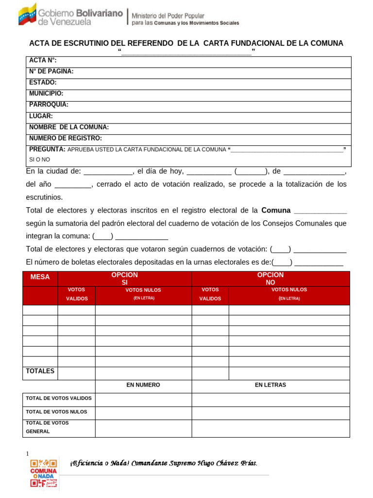 #2 Acta de Escrutinio Del Referendo de La Comuna | PDF