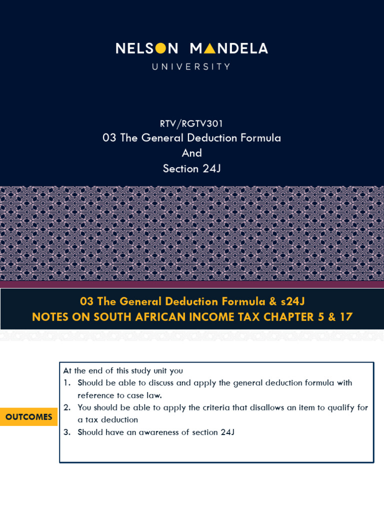 TAX 301 - 03 - General Deduction Formula and s24J - 2024 | PDF ...
