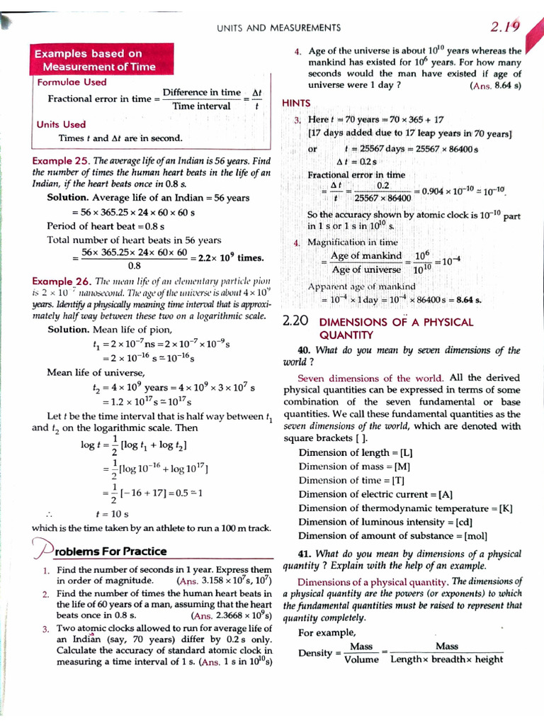S L Arora Dimensions | PDF