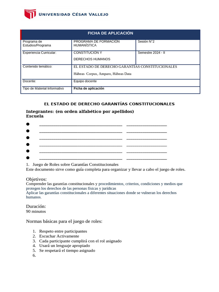 FICHA DE APLICACIÓN 02_ cap 1 | PDF | Habeas corpus | Debido al proceso