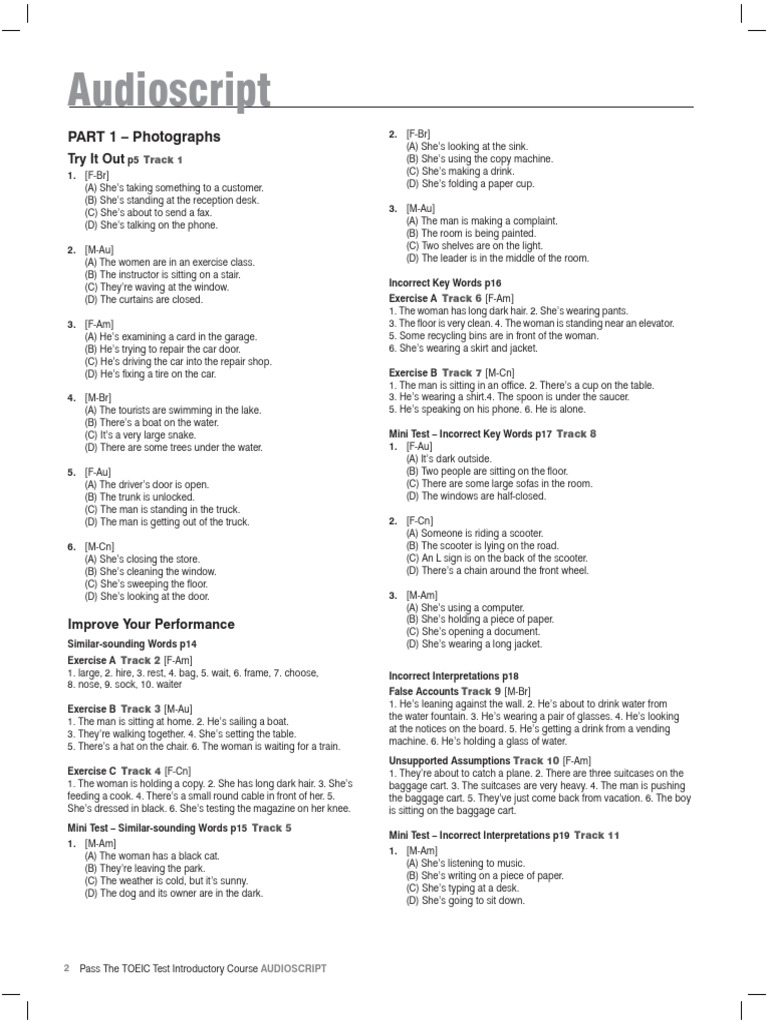 Audioscript: PART 1 - Photographs | PDF