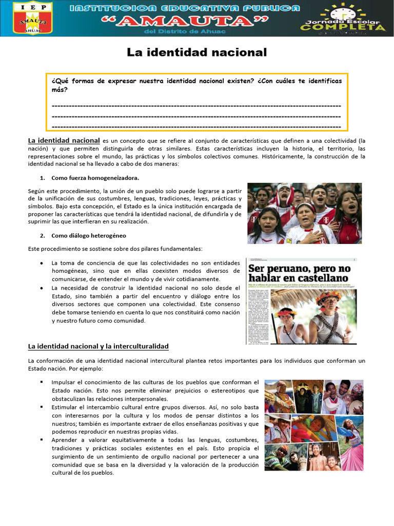 Identidad Nacional y Patrimonio Cultural en Perú | PDF | Nación | Perú
