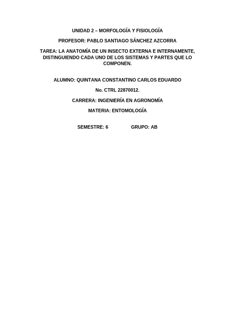 UNIDAD 2 Quintana | PDF | Insectos | Crisálida