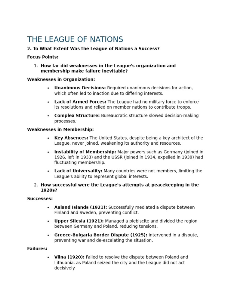 History The League of Nations | PDF | League Of Nations | Refugee