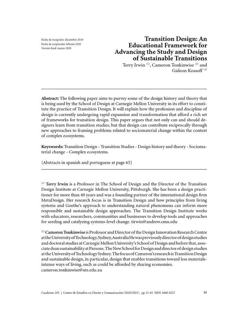 Transition Design an Educational Framework for Adv | PDF | Innovation ...