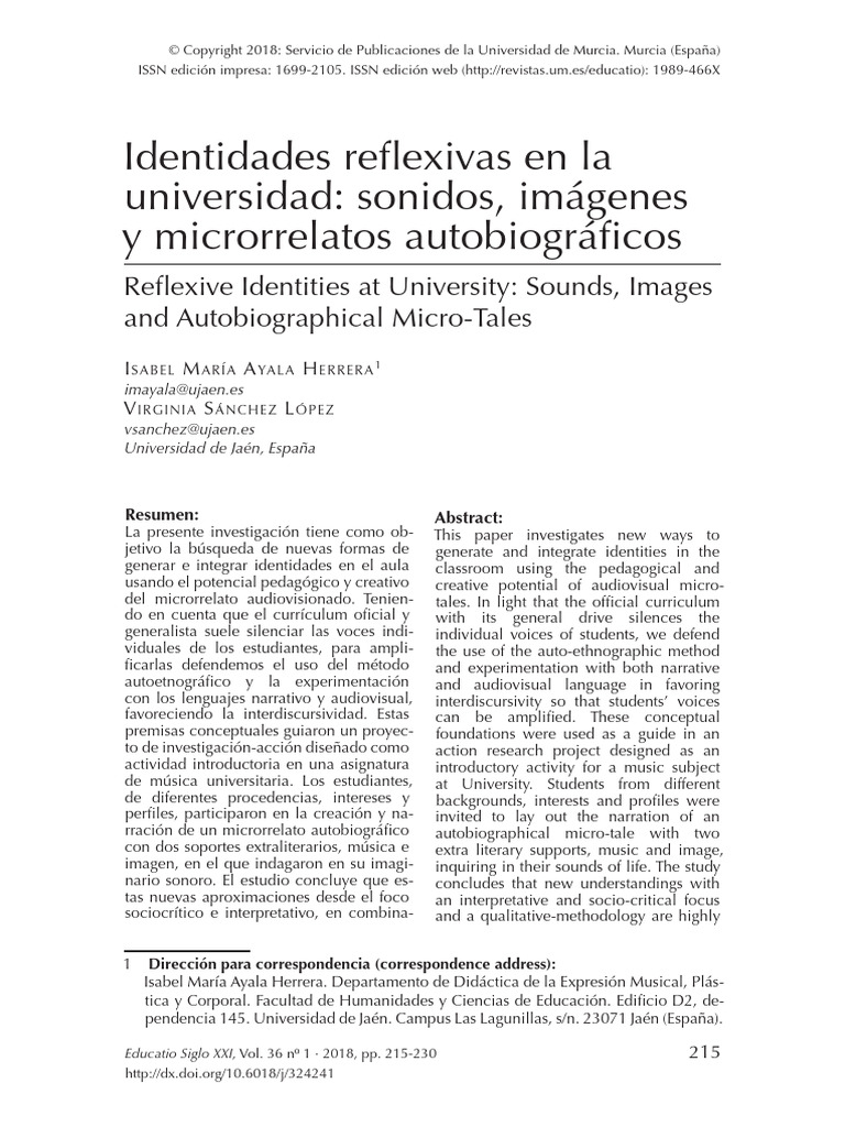 Reflexive Identities at University - Sounds, Images and ...